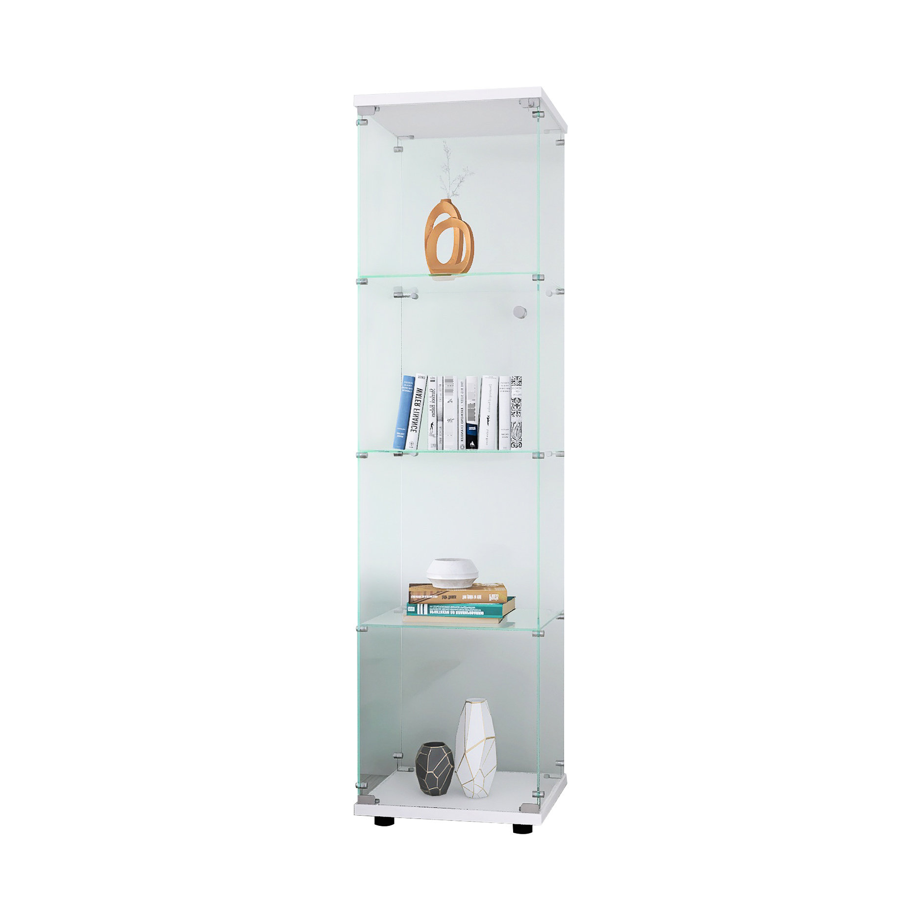 Latitude Run® White Glass Display Cabinet With 4 Shelves - For ...